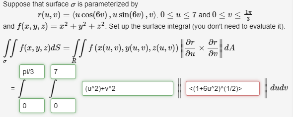 Solved Suppose that surface ơ is parameterized by r(u, u) = | Chegg.com