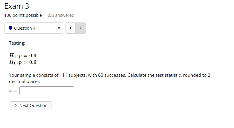 Solved Exam 3 100 points possible 0/5 answered Question 4