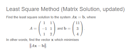 Solved Least Square Method (Matrix Solution, updated) Find | Chegg.com