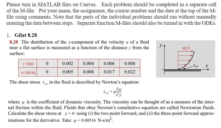 Please turn in MATLAB files on Canvas. Each problem | Chegg.com