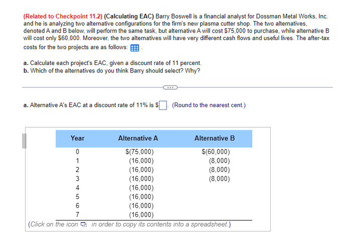 Solved (Related to Checkpoint 11.2) (Calculating EAC) ﻿Barry | Chegg.com