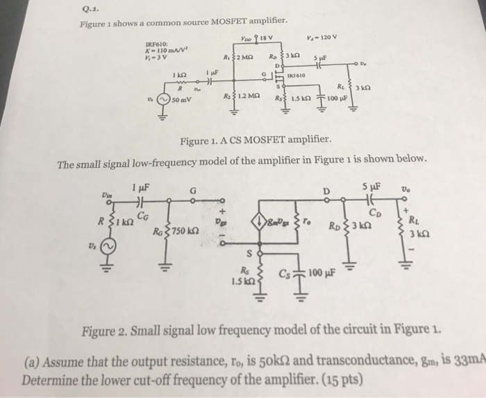 Solved Figure 1 shows a common source MOSFET amplifier. -120 | Chegg.com