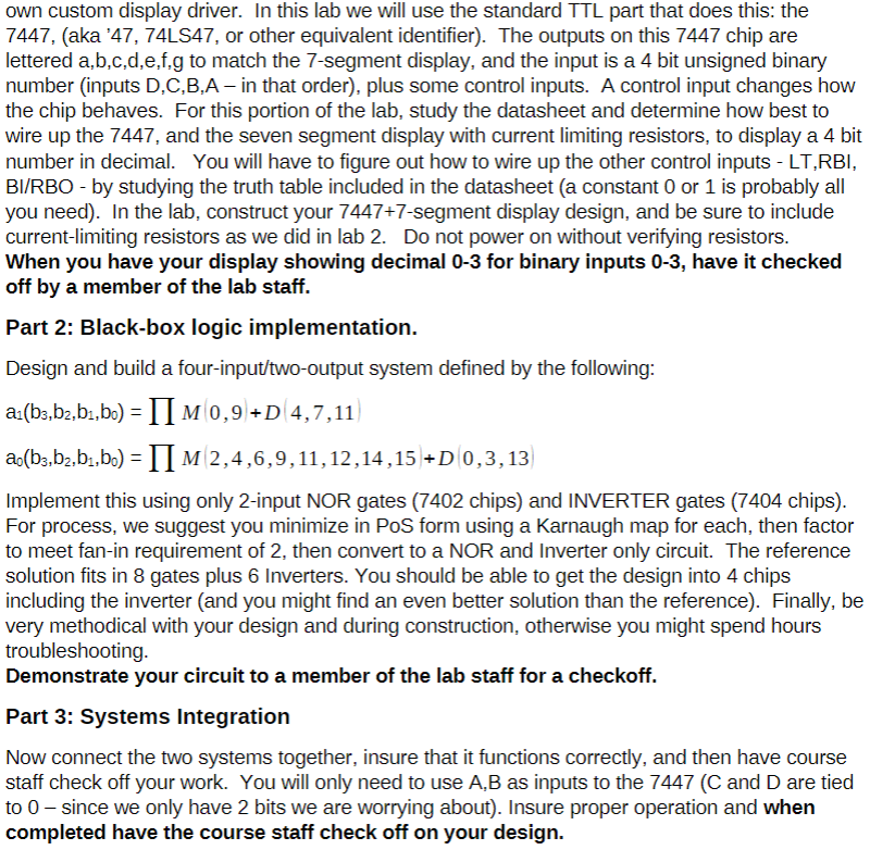 In this lab, we are building another combinational | Chegg.com