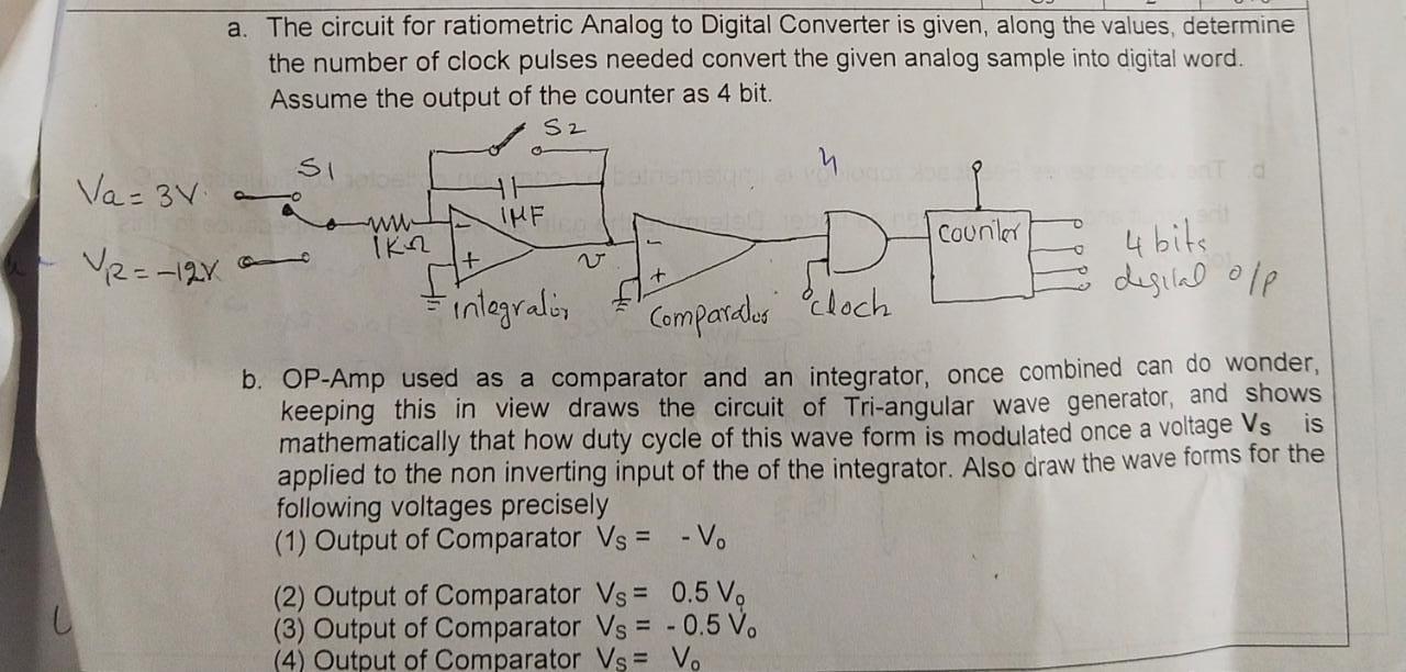 Solved a. The circuit for ratiometric Analog to Digital | Chegg.com