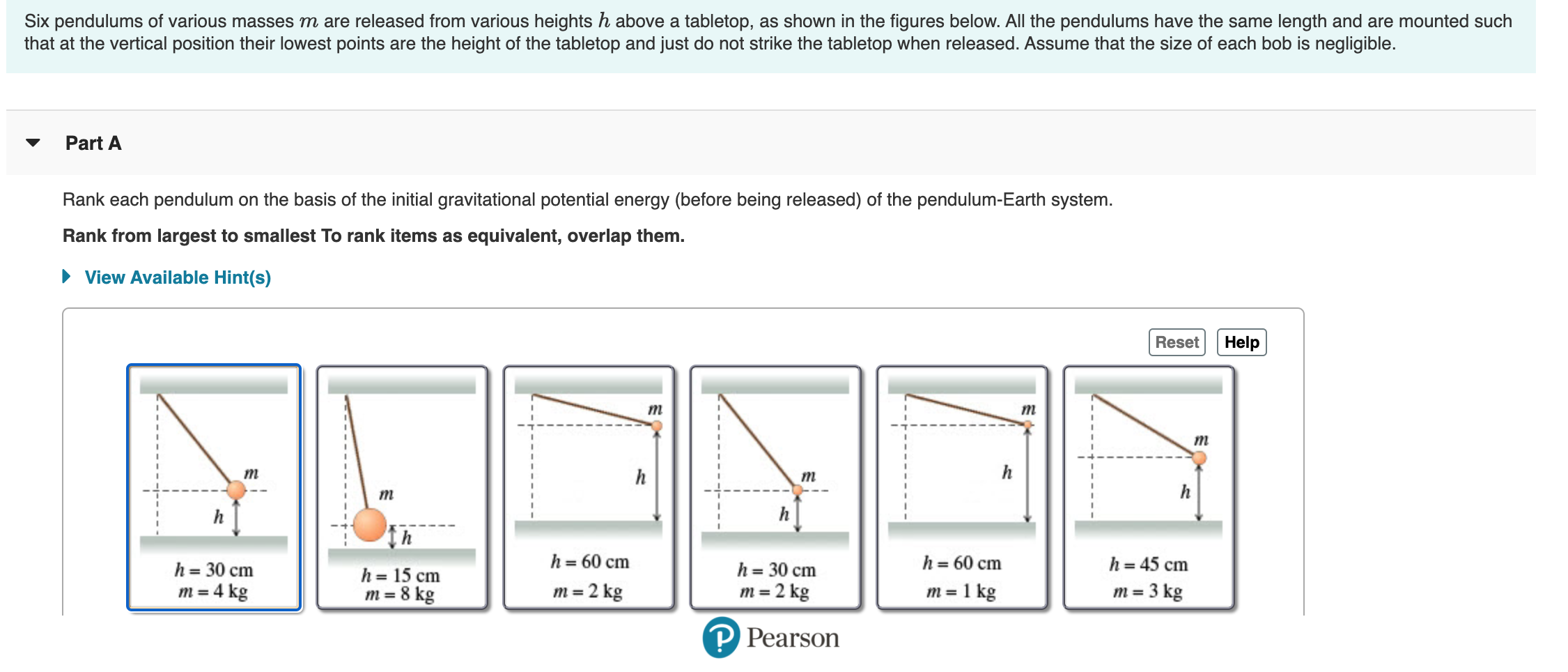 Solved Six pendulums of various masses m are released from | Chegg.com