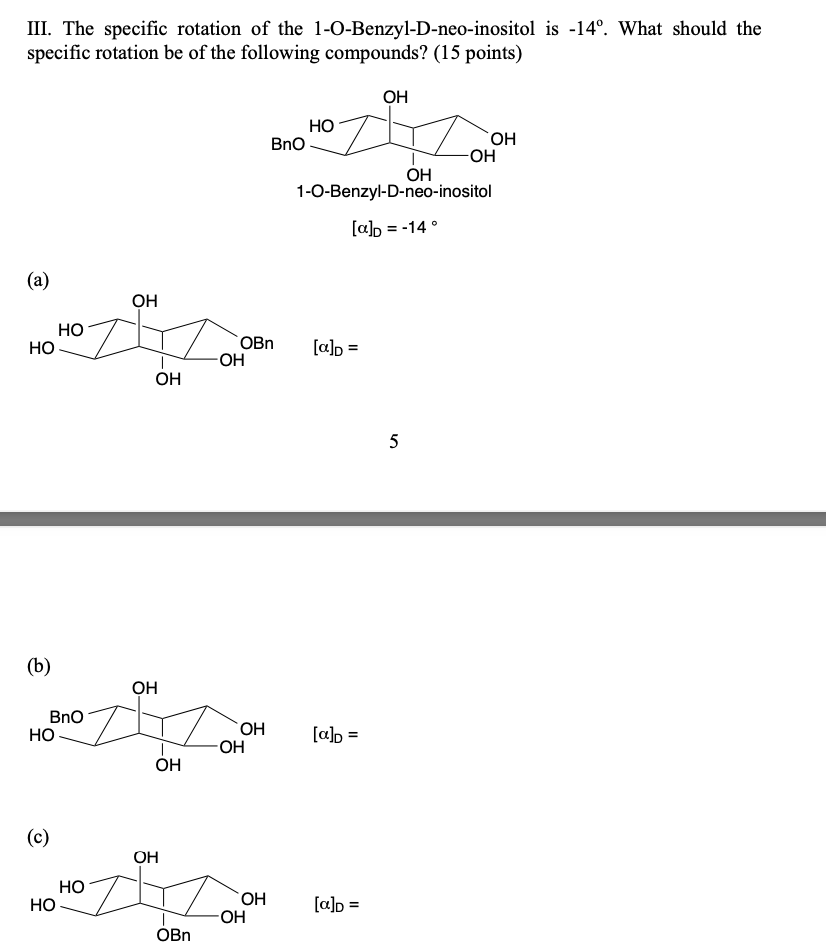 Solved III. The specific rotation of the | Chegg.com