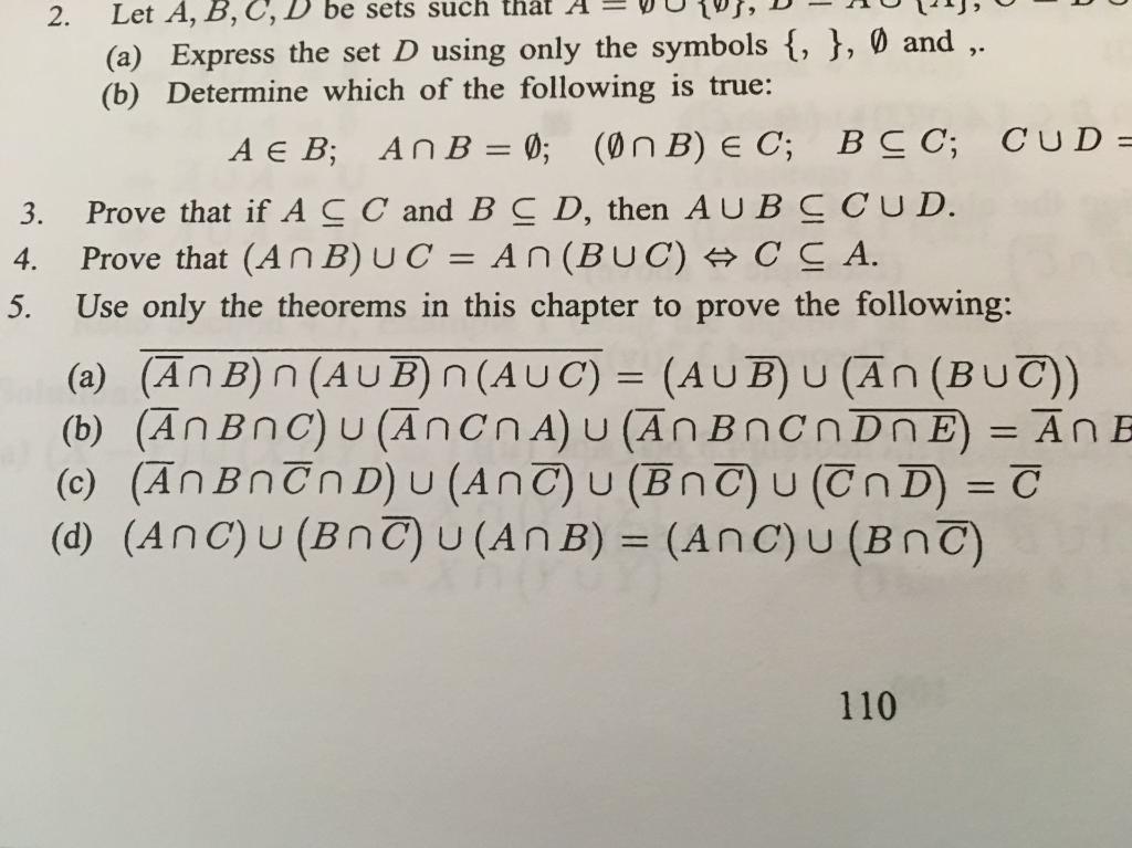 Solved 2. 4. Let A, B, C, D be sets such that (a) Express | Chegg.com