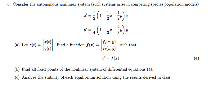 Solved 6. Consider the autonomous nonlinear system (such | Chegg.com