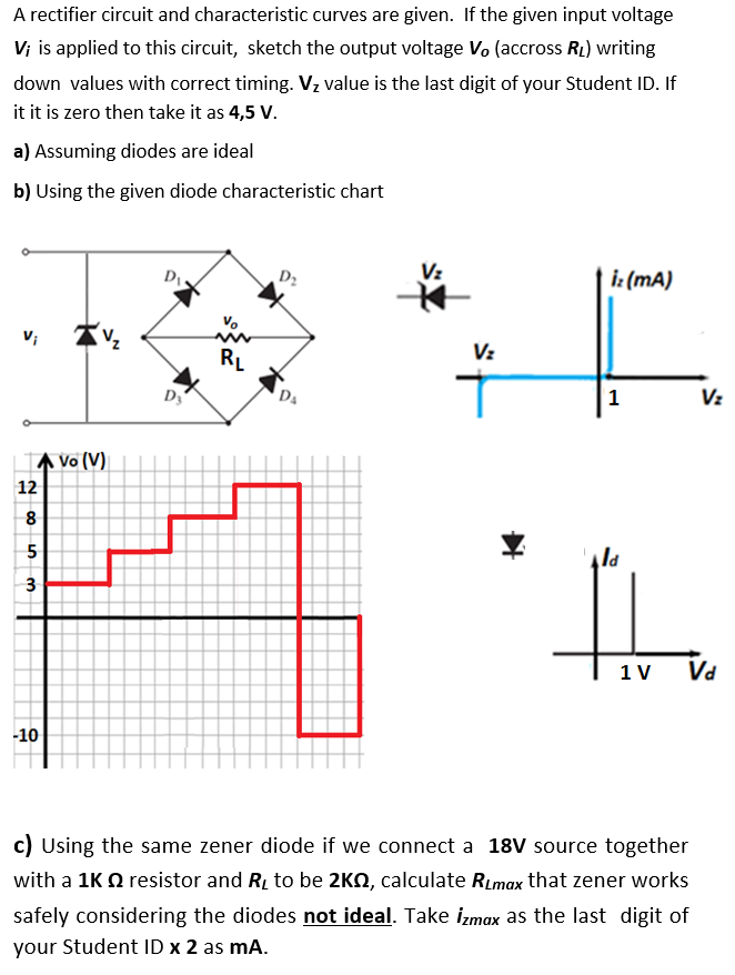 Solved A rectifier circuit and characteristic curves are | Chegg.com