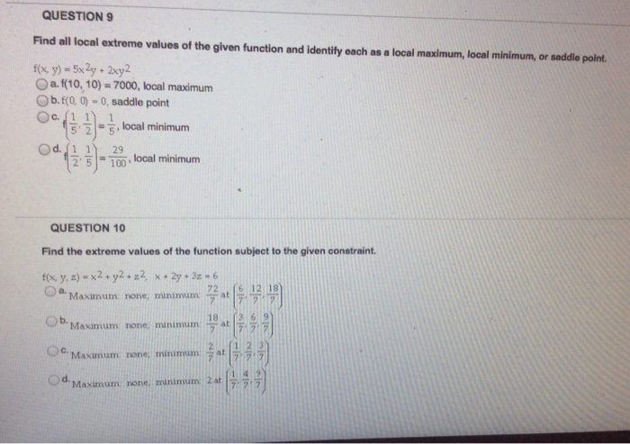 Solved Find all local extreme values of the given function | Chegg.com