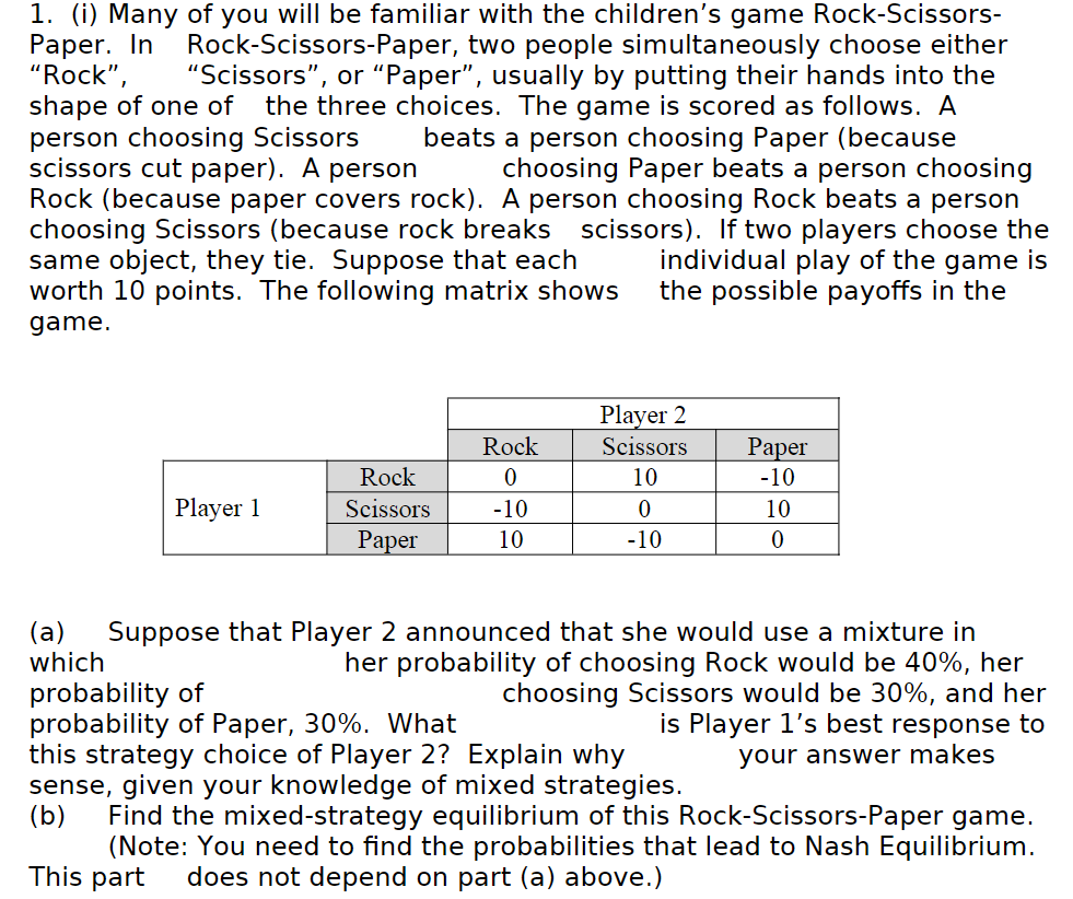 Solved 1. (i) Many of you will be familiar with the | Chegg.com