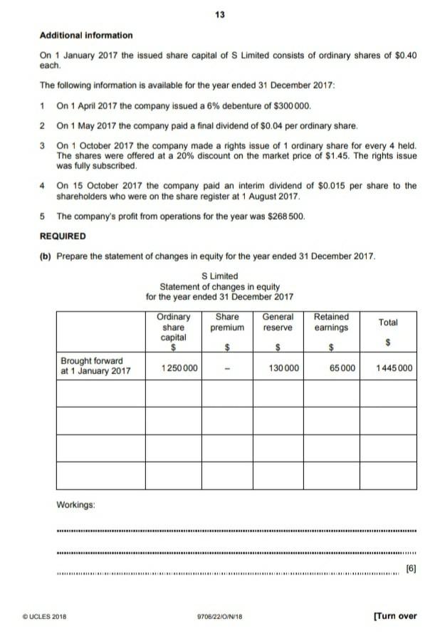 Solved 13 Additional information On 1 January 2017 the | Chegg.com