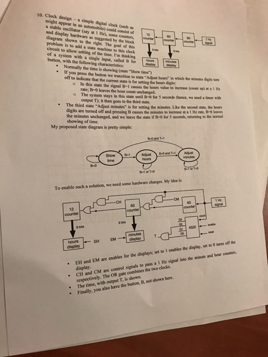 Solved 10. Clock design - a simple digital clock (such as | Chegg.com