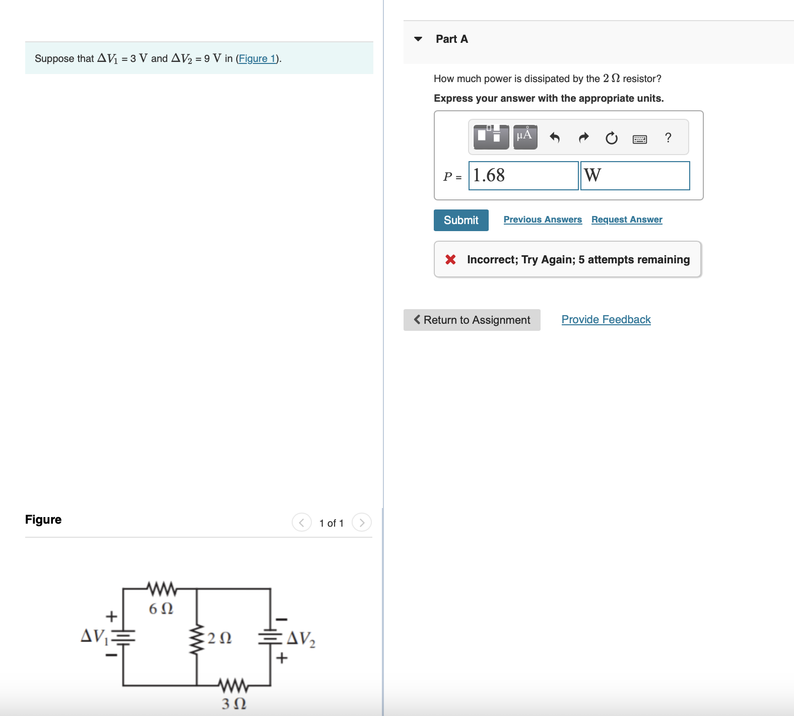 Solved Suppose That Δv1 3 V And Δv2 9 V In Figure 1 How