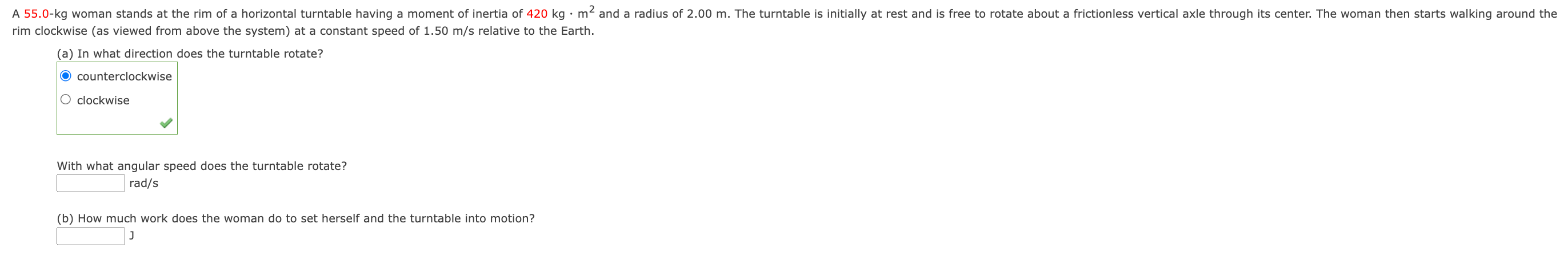 Solved rim clockwise (as viewed from above the system) at a | Chegg.com