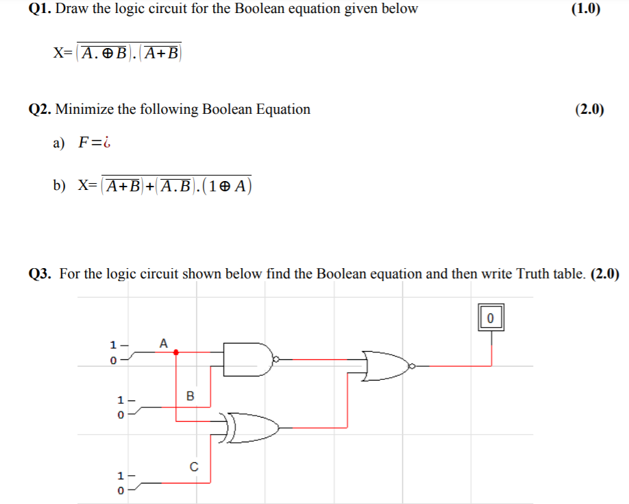 Solved Q1. Draw the logic circuit for the Boolean equation | Chegg.com