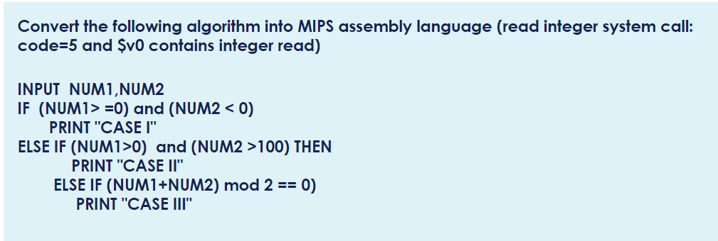 Solved Convert the following algorithm into MIPS assembly | Chegg.com