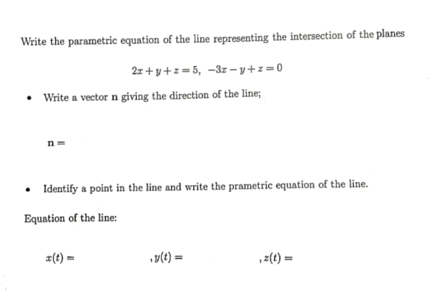 Solved Write the parametric equation of the line | Chegg.com