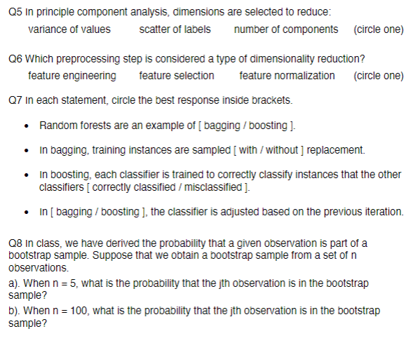 Solved Q5 In principle component analysis, dimensions are | Chegg.com