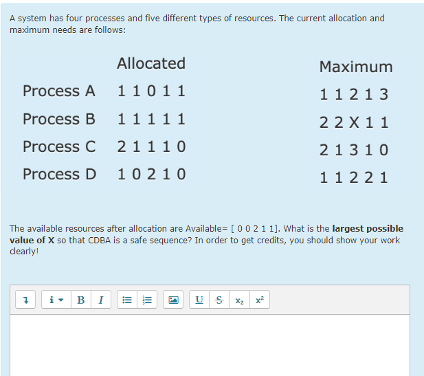 Solved A system has four processes and five different types | Chegg.com