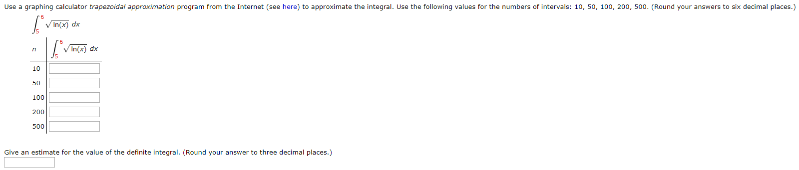 Solved Use a graphing calculator trapezoidal approximation | Chegg.com