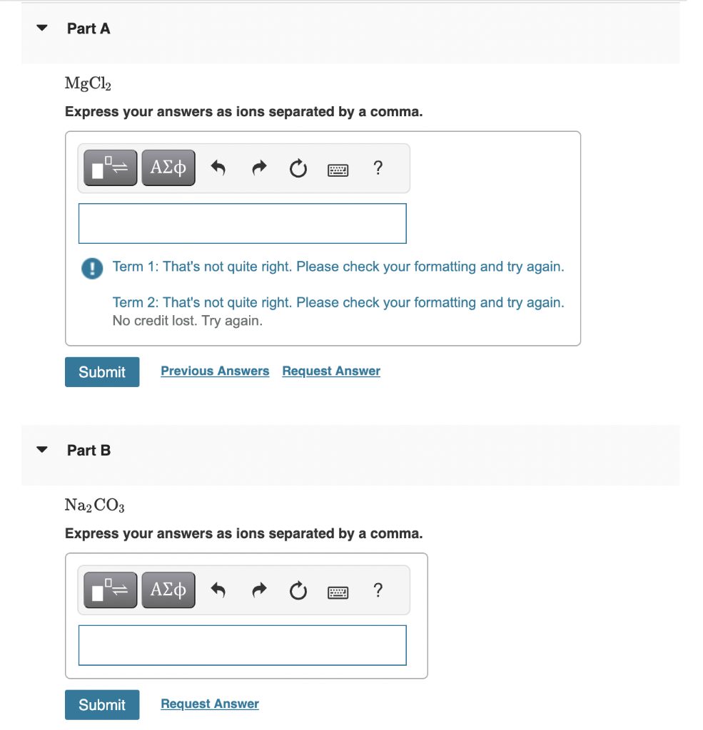Solved MgCl2 Express your answers as ions separated by a | Chegg.com