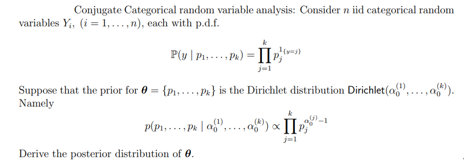 Conjugate Categorical random variable analysis: | Chegg.com