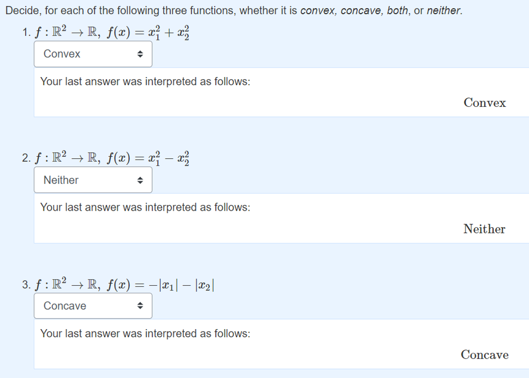 Solved Decide, for each of the following three functions, | Chegg.com