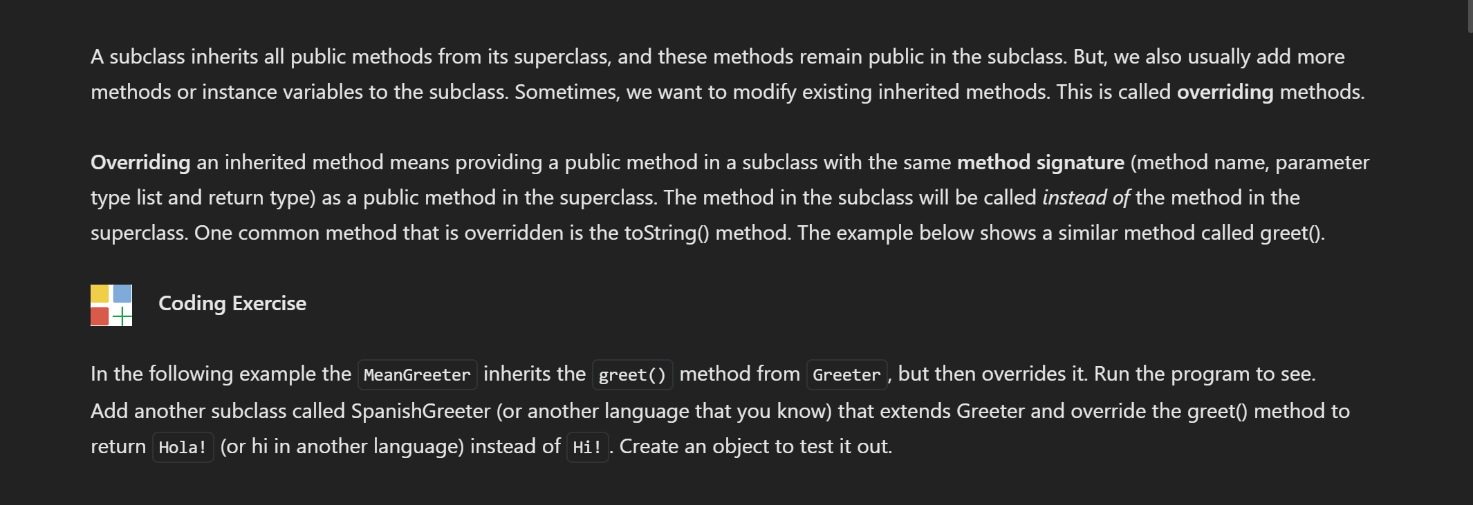 94 Overriding Methods Coding Exercise In The 