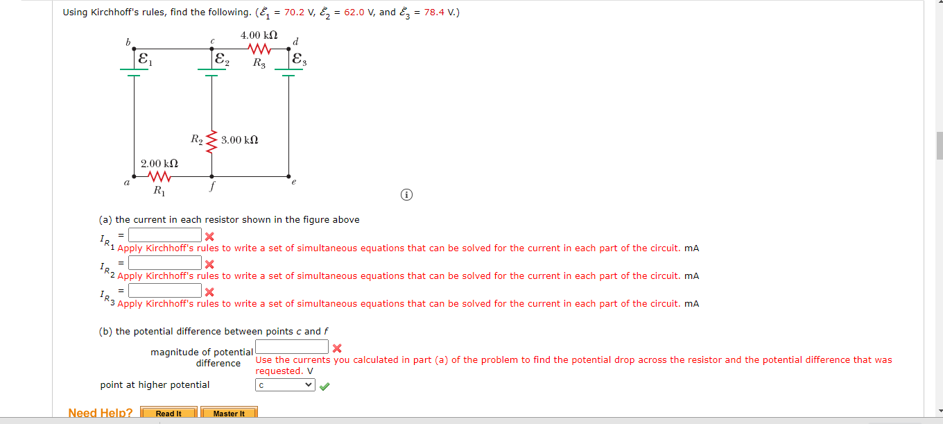 Solved Using Kirchhoff's rules, find the following. (ℰ1 = | Chegg.com