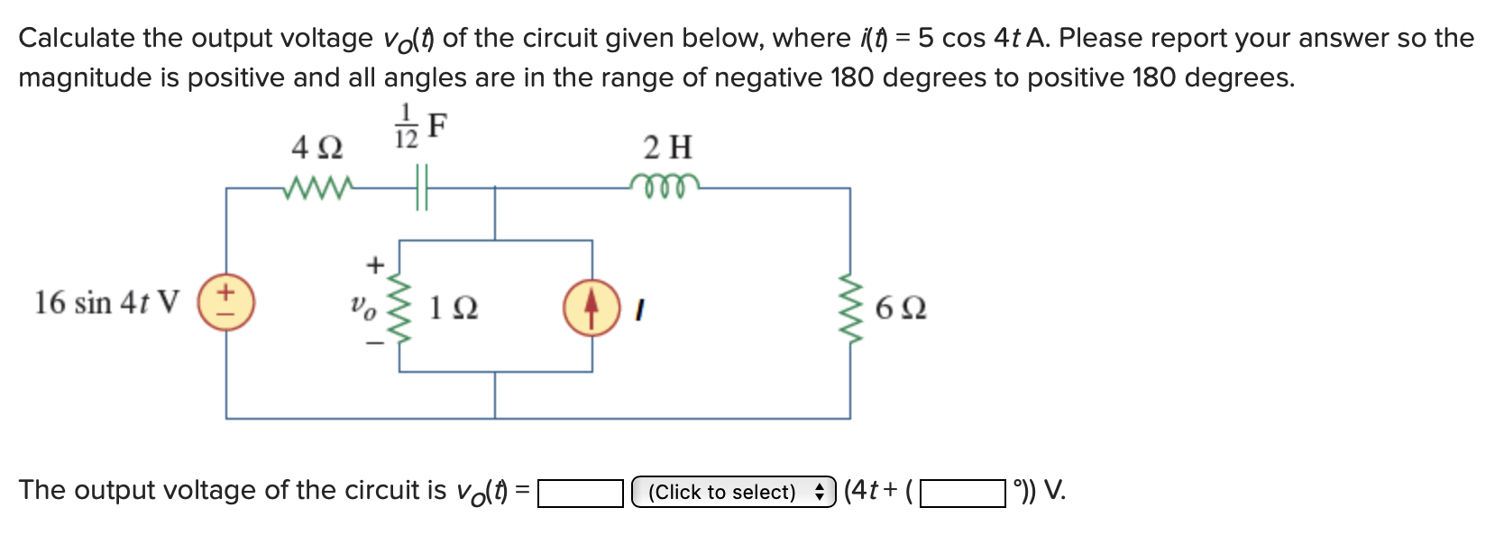 Solved Calculate the output voltage vO(t) of the circuit | Chegg.com