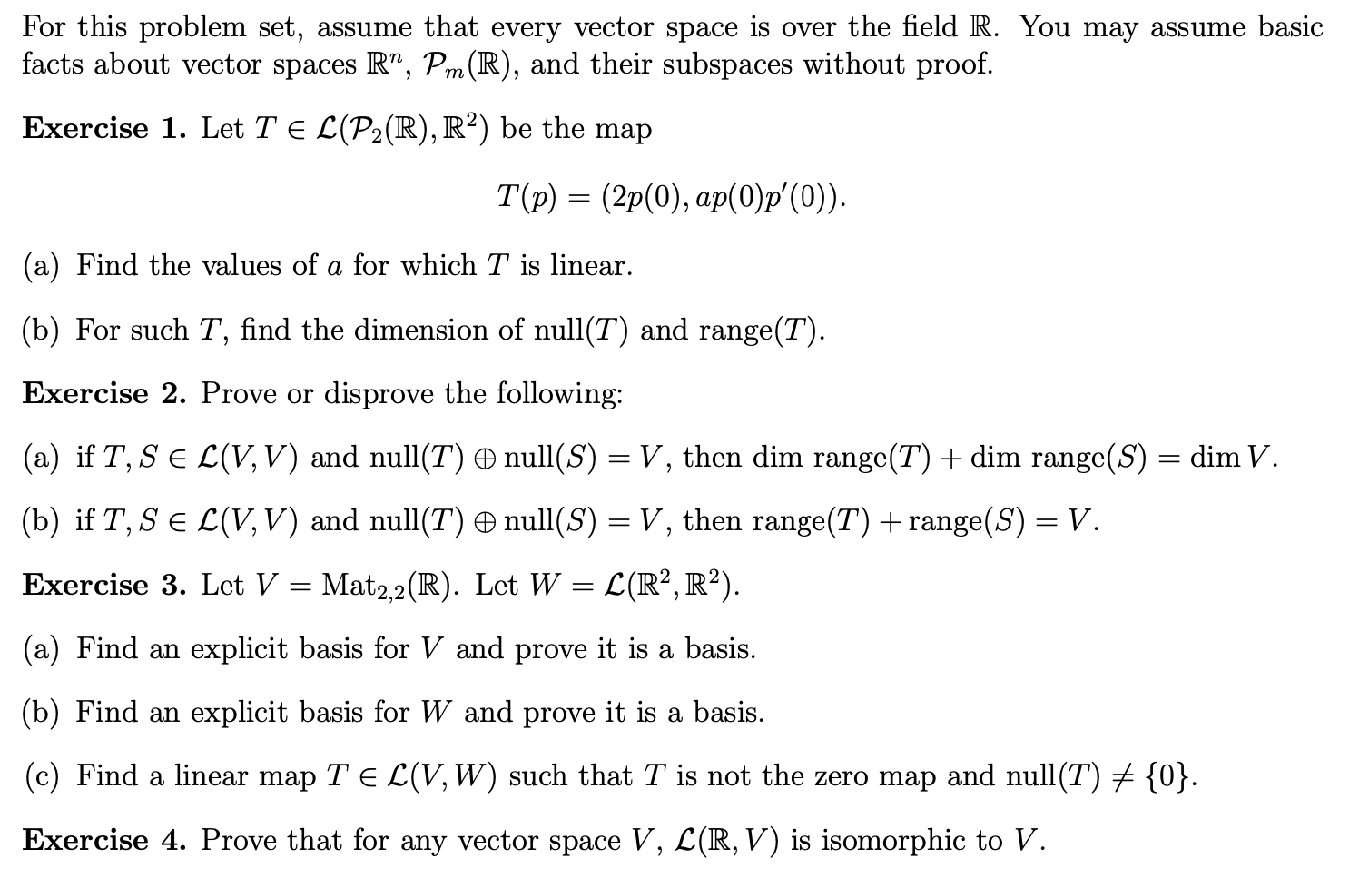 Solved For this problem set, assume that every vector space | Chegg.com