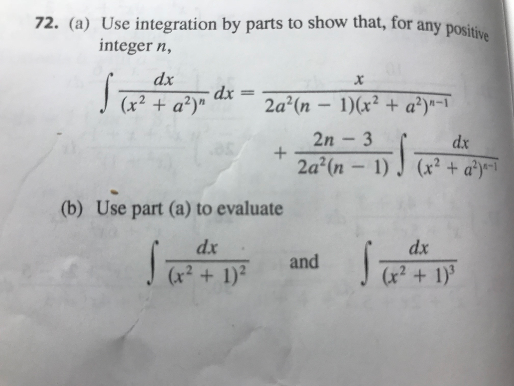 Solved 72. (a) Use integration by parts to show that, for | Chegg.com