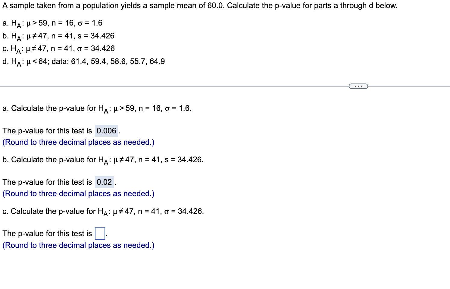 Solved A and B are correctNeed C and DD) Provide a 95% | Chegg.com