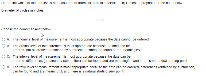 Solved Determine which of the four levels of measurement | Chegg.com