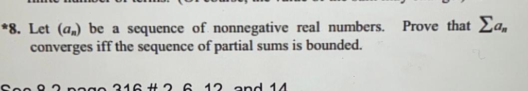 Solved 8. Let (an) be a sequence of nonnegative real | Chegg.com