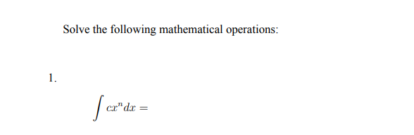 Solved Solve the following mathematical operations: 1. | Chegg.com