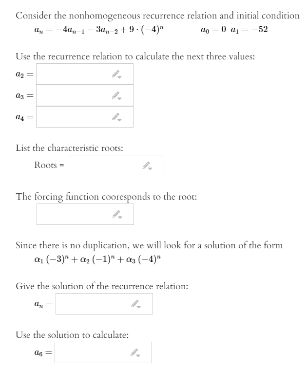 Solved Consider The Nonhomogeneous Recurrence Relation And