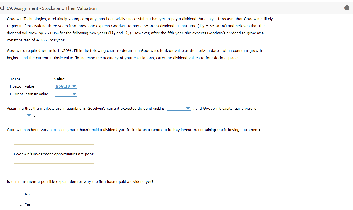 Solved Ch 09: Assignment - Stocks and Their Valuation | Chegg.com