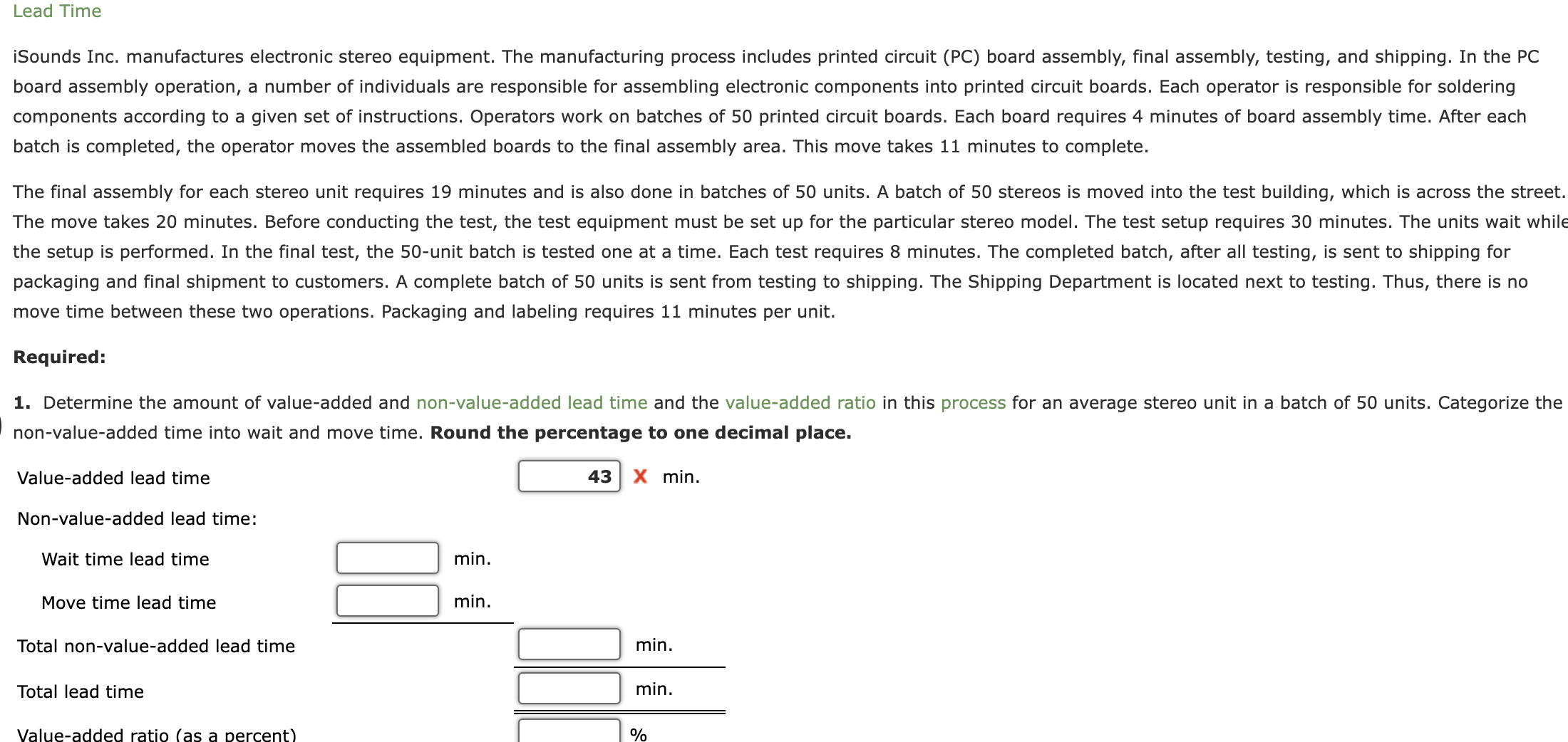 Solved Lead Timebatch is completed, the operator moves the | Chegg.com