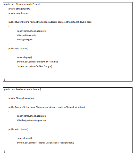 Solved public class Student extends Person- private String | Chegg.com