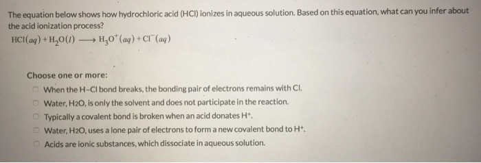 Solved The equation below shows how hydrochloric acid (HCI) | Chegg.com