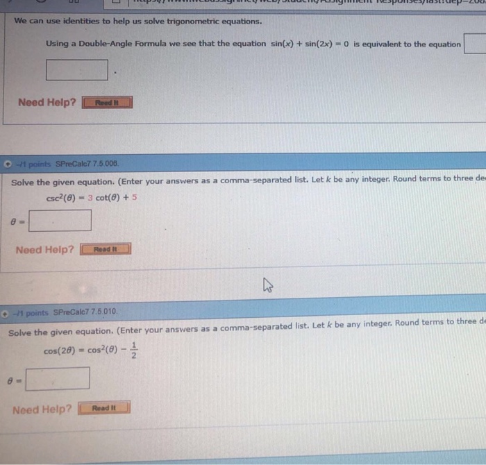 Solved Using a Double-Angle Formula we see that the equation | Chegg.com