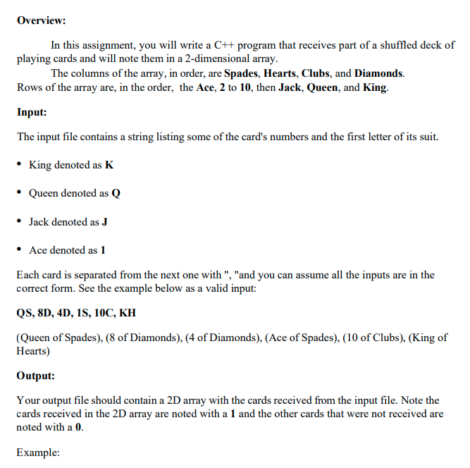 Solved Overview: In this assignment, you will write a C++ | Chegg.com