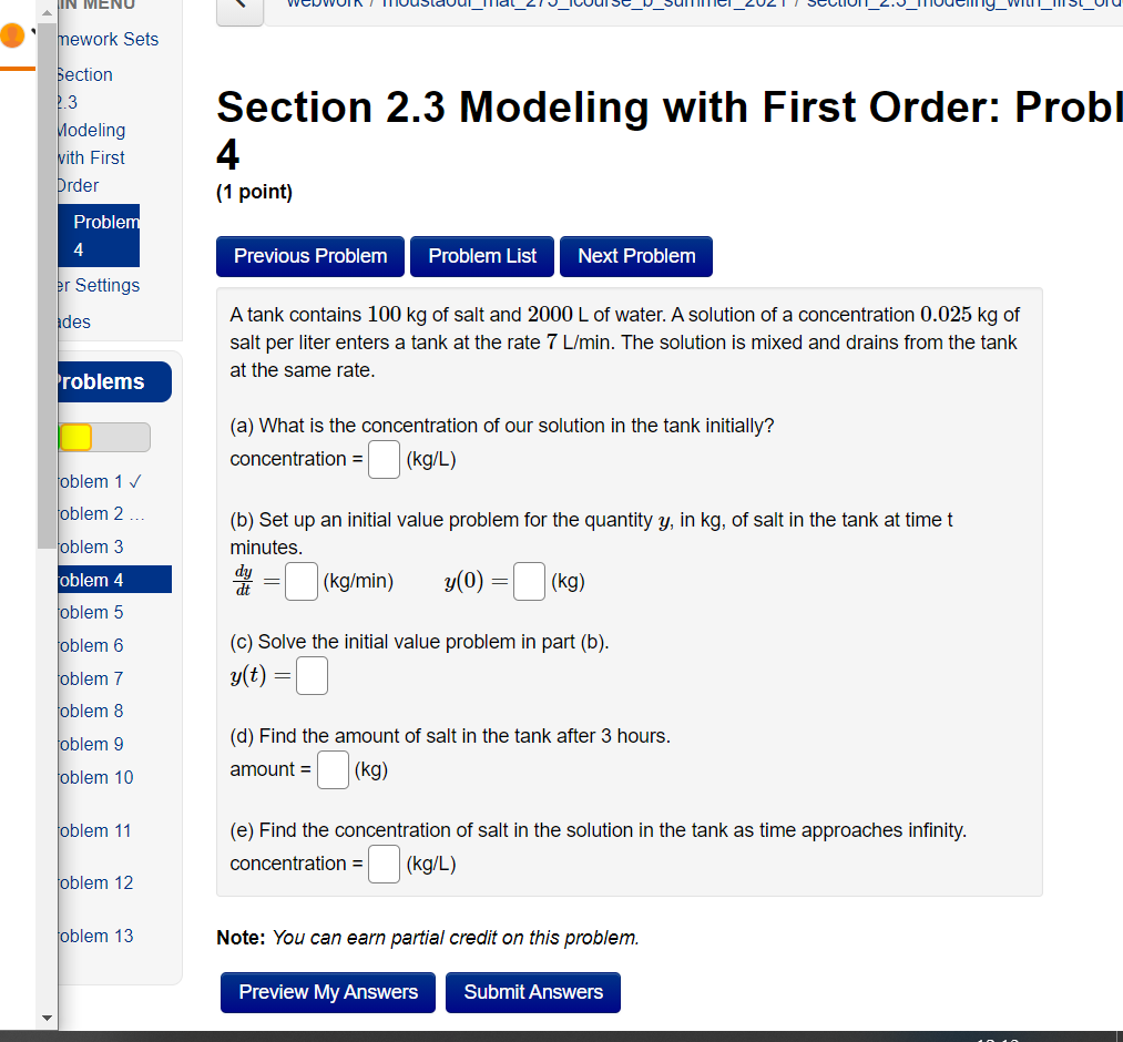 Solved mework Sets Section 1.3 Modeling vith First Drder | Chegg.com