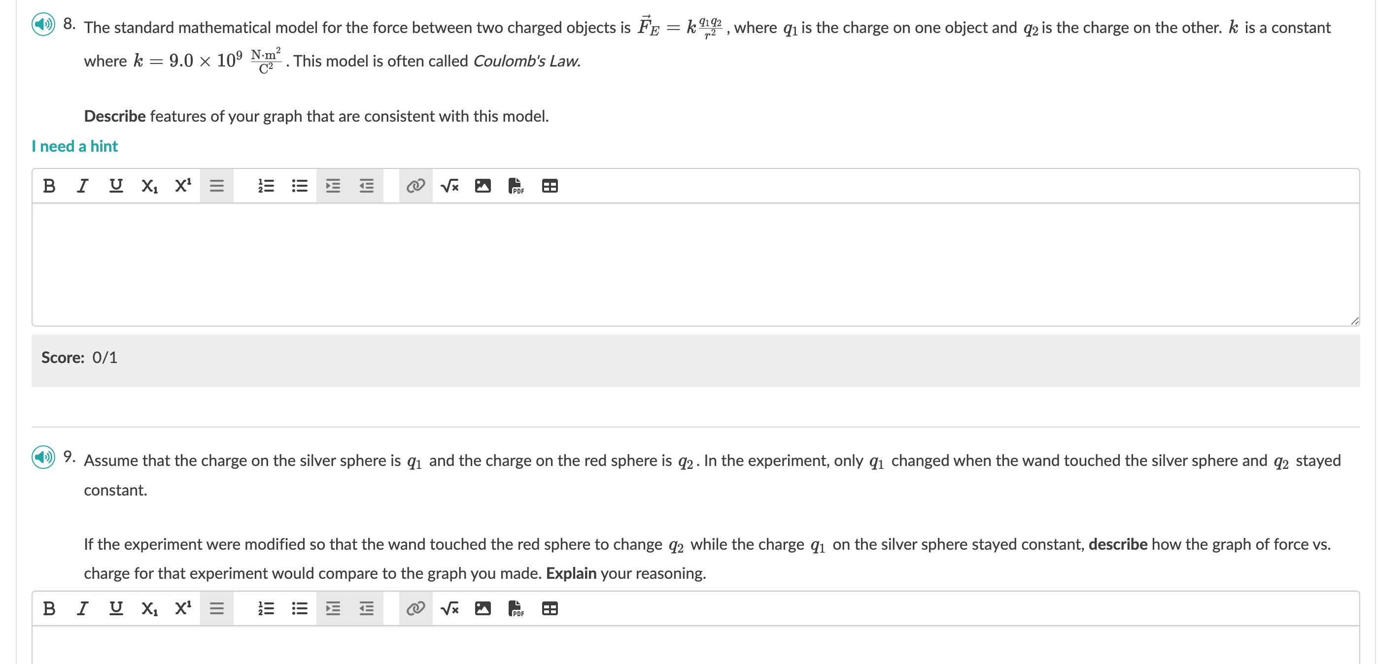 Solved 8. The standard mathematical model for the force | Chegg.com