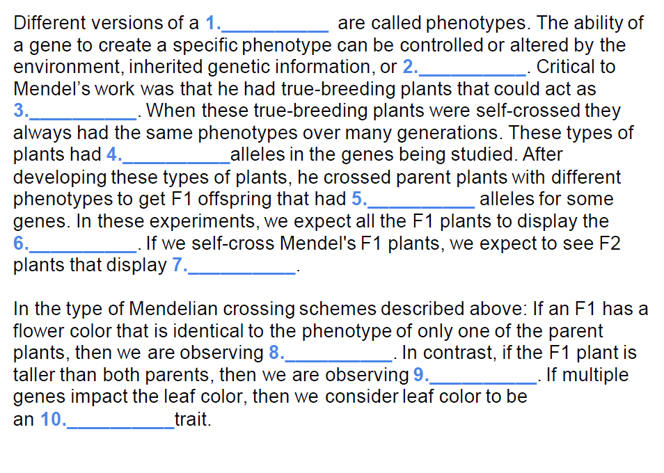 Solved Different versions of a 1 . are called phenotypes. | Chegg.com