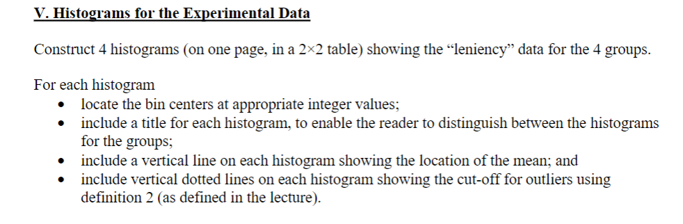 Solved V. Histograms for the Experimental Data Construct 4 | Chegg.com