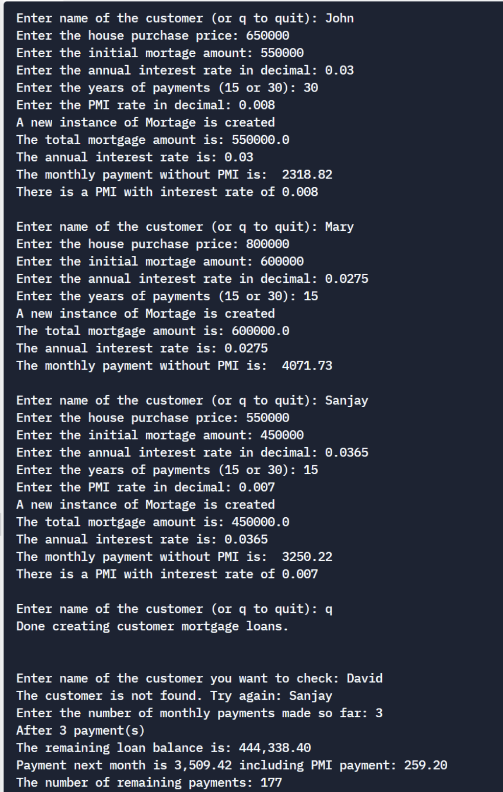 PYTHON PROGRAM. TIA Write a mortgage application that | Chegg.com
