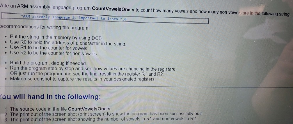 Solved Write an ARM assembly language program | Chegg.com